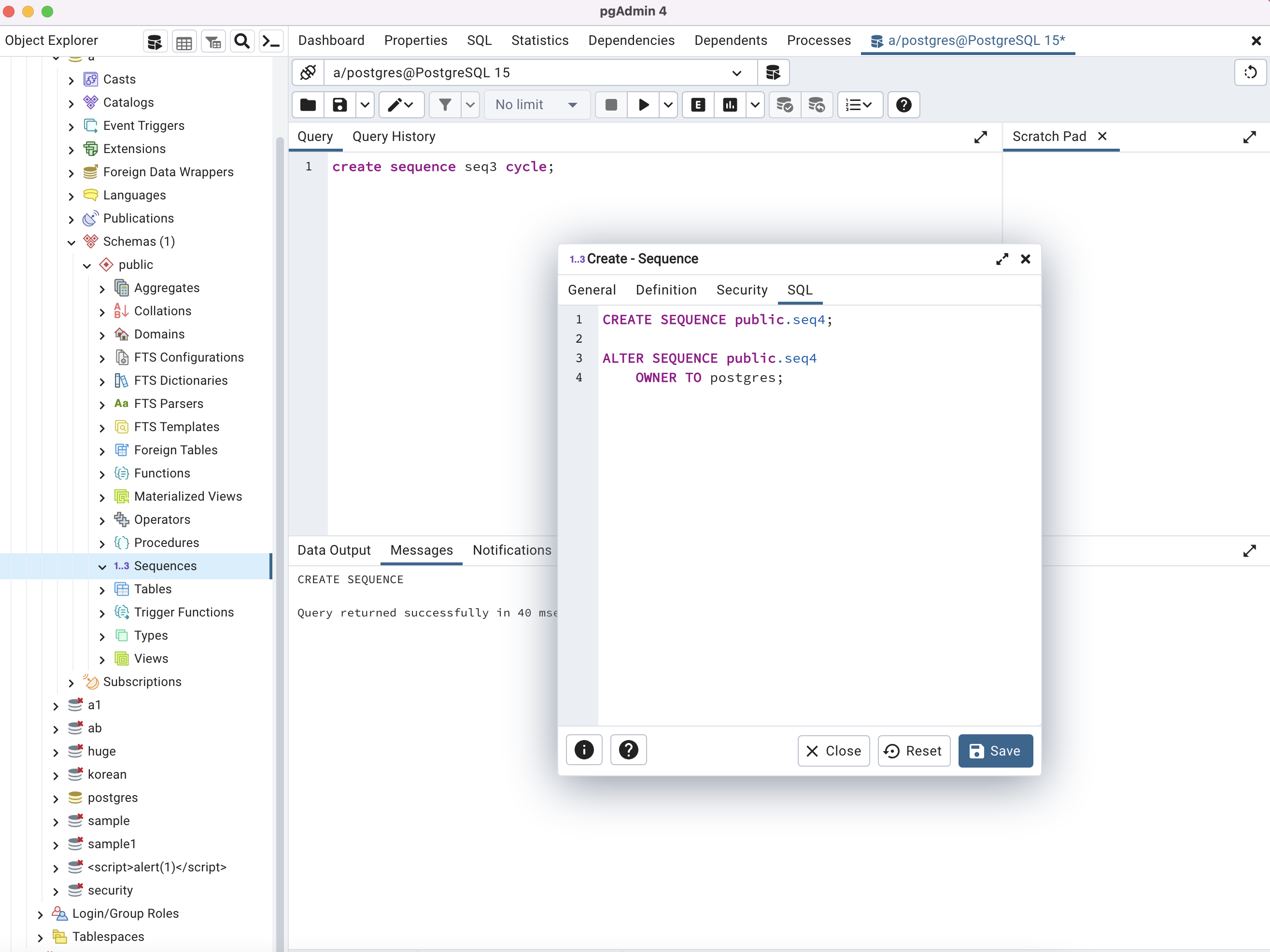 cycle syntax is not added in SQL while creating a new sequence · Issue #6639 · pgadmin-org ...