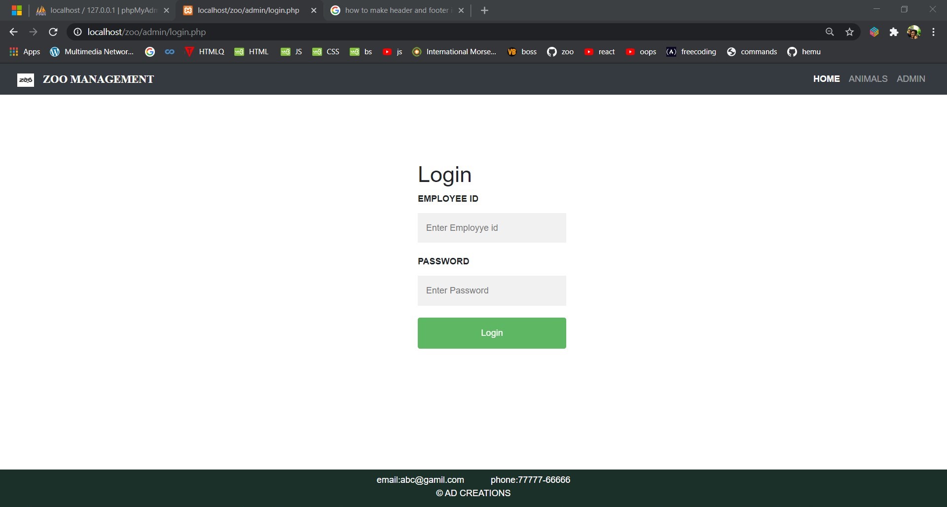 GitHub - amoghj03/Zoo-Management-System: A web application where users ...