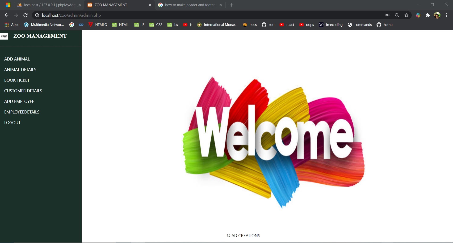 GitHub - amoghj03/Zoo-Management-System: A web application where users ...