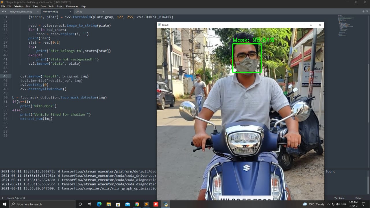 GitHub - shashankreddy151/Automatic-Vehicle-Challan-if-No-mask-using-openCV