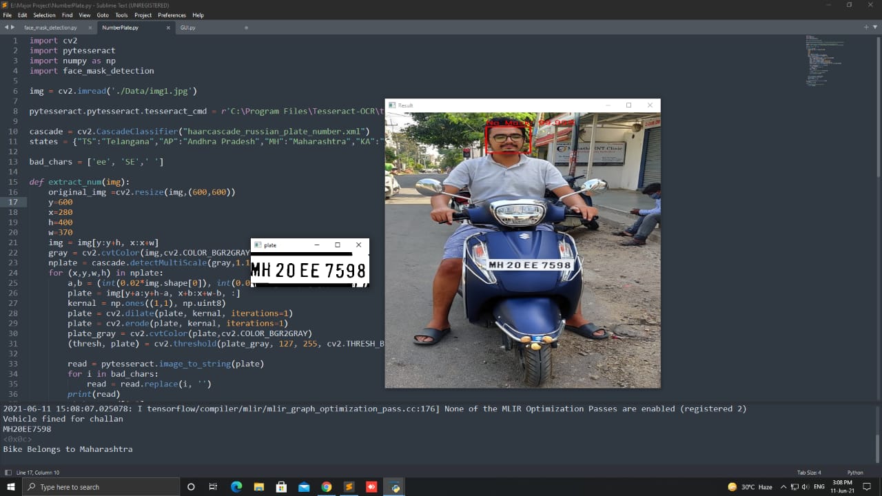 GitHub - shashankreddy151/Automatic-Vehicle-Challan-if-No-mask-using-openCV