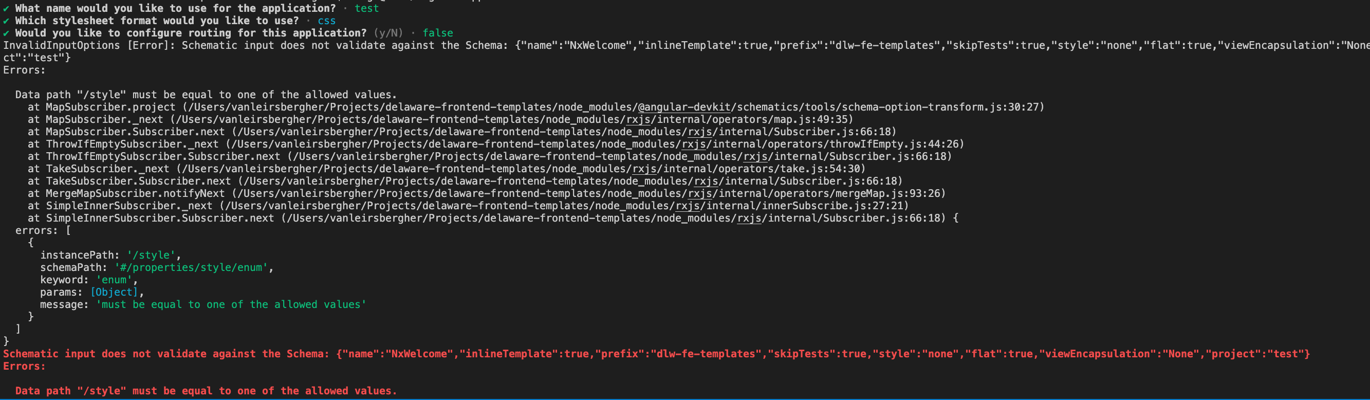 @nrwl/angular:application gives error on Data path "style" · Issue #8910 · nrwl/nx · GitHub