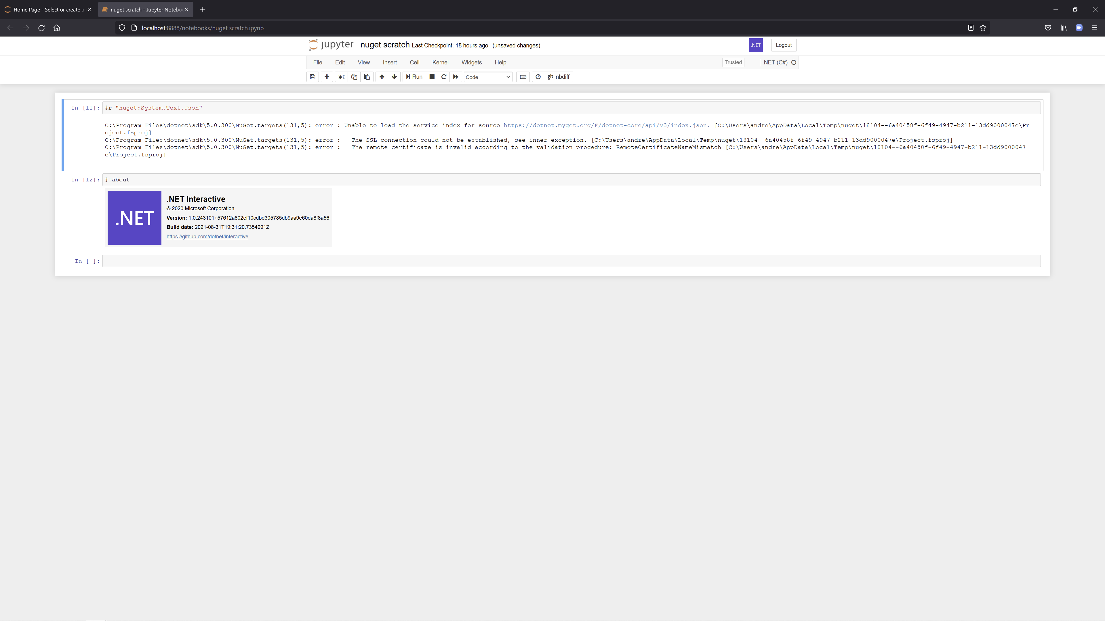 Nuget Fails Trying To Access · Issue 1570 · Dotnetinteractive · Github