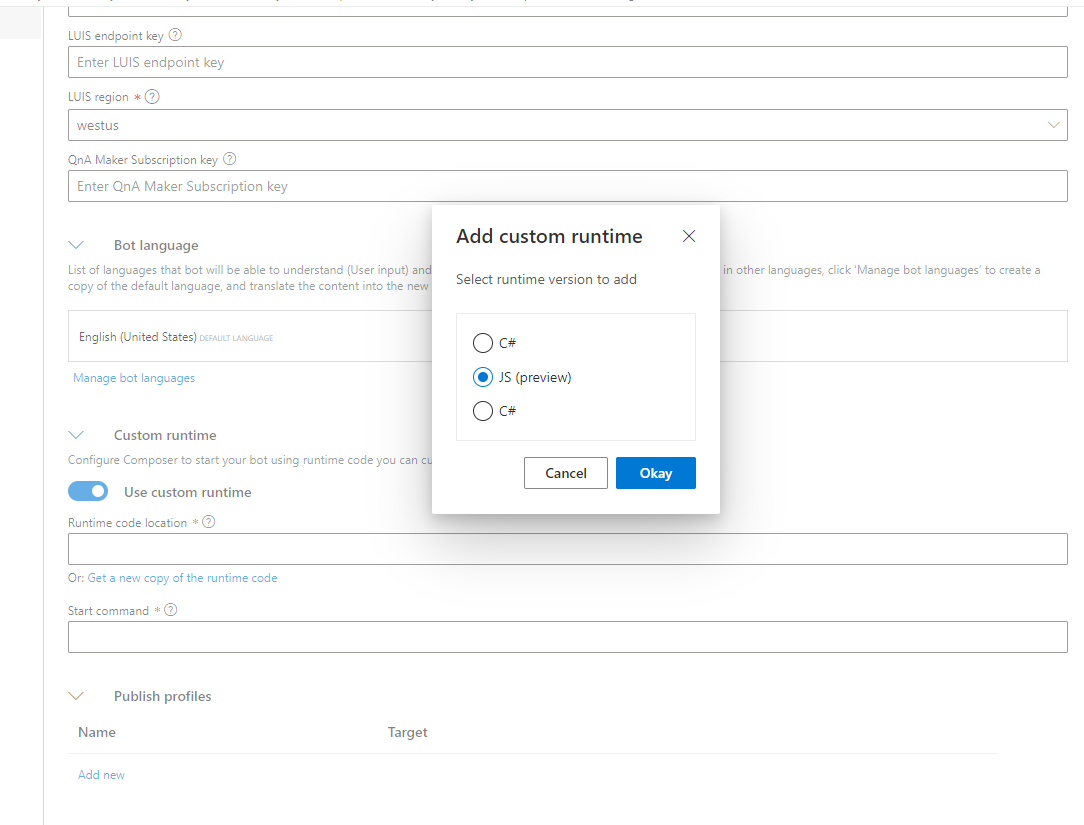 Duplicated choices of C# show up when adding custom runtime · Issue #5836 · microsoft ...