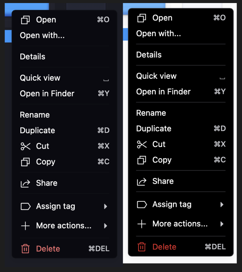 Menu colors and arrow highlighting · Issue #638 · spacedriveapp/spacedrive · GitHub