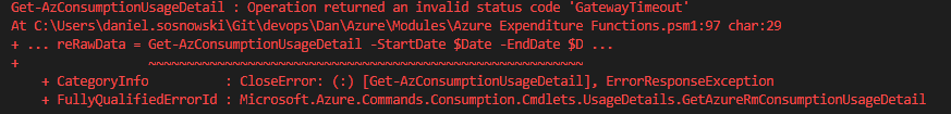 Get Azconsumptionusagedetail A Task Was Canceled · Issue 10468 · Azureazure Powershell · Github 9484