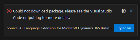 Error: The project contains errors when downloading symbols · Issue #7342 · microsoft/AL · GitHub