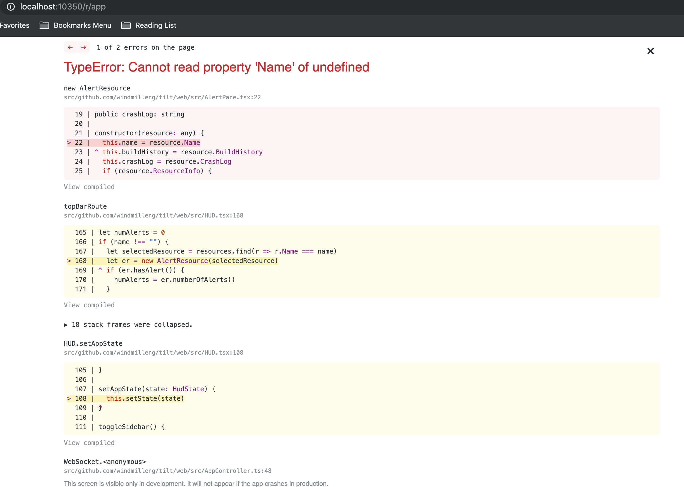 Web UI crashes if resource doesn't exist · Issue #1785 · tilt-dev/tilt · GitHub