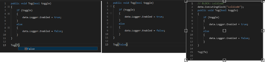 [BUG] Clicking auto complete popups in loliscript editor will fill in ...