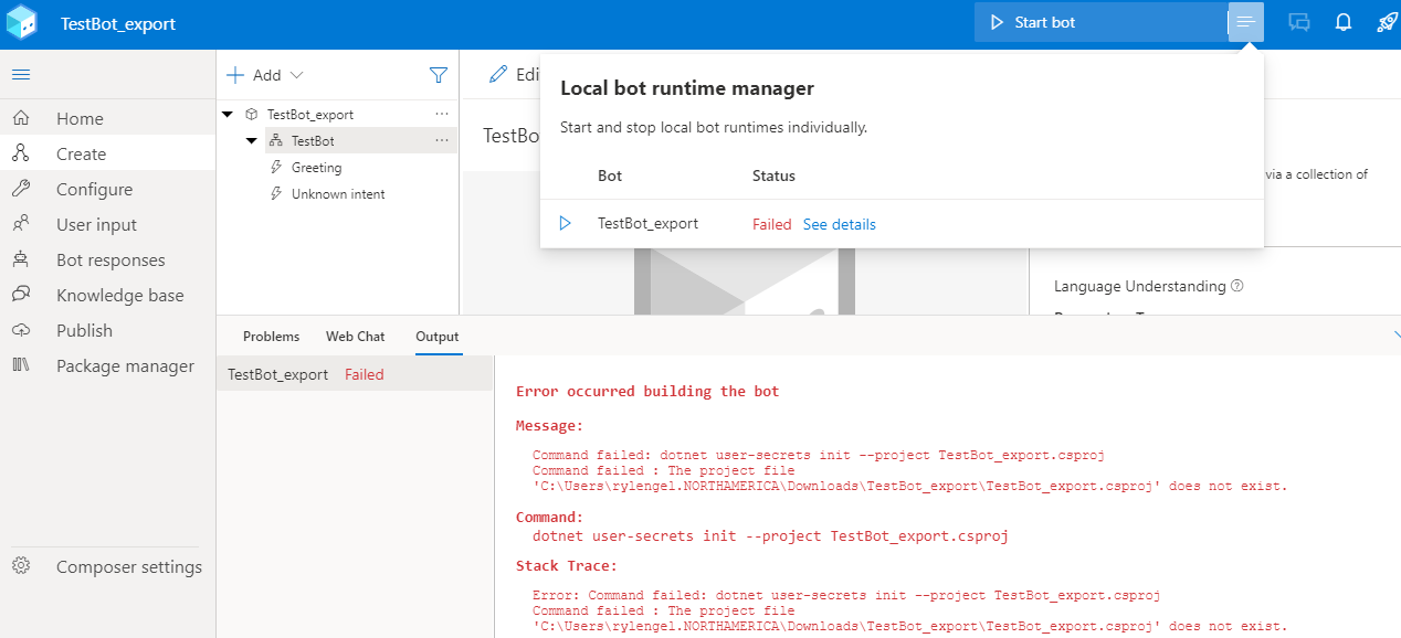 Exported C Bots Dont Run Using The Default Behaviors Imposed By Composer · Issue 7973 2830