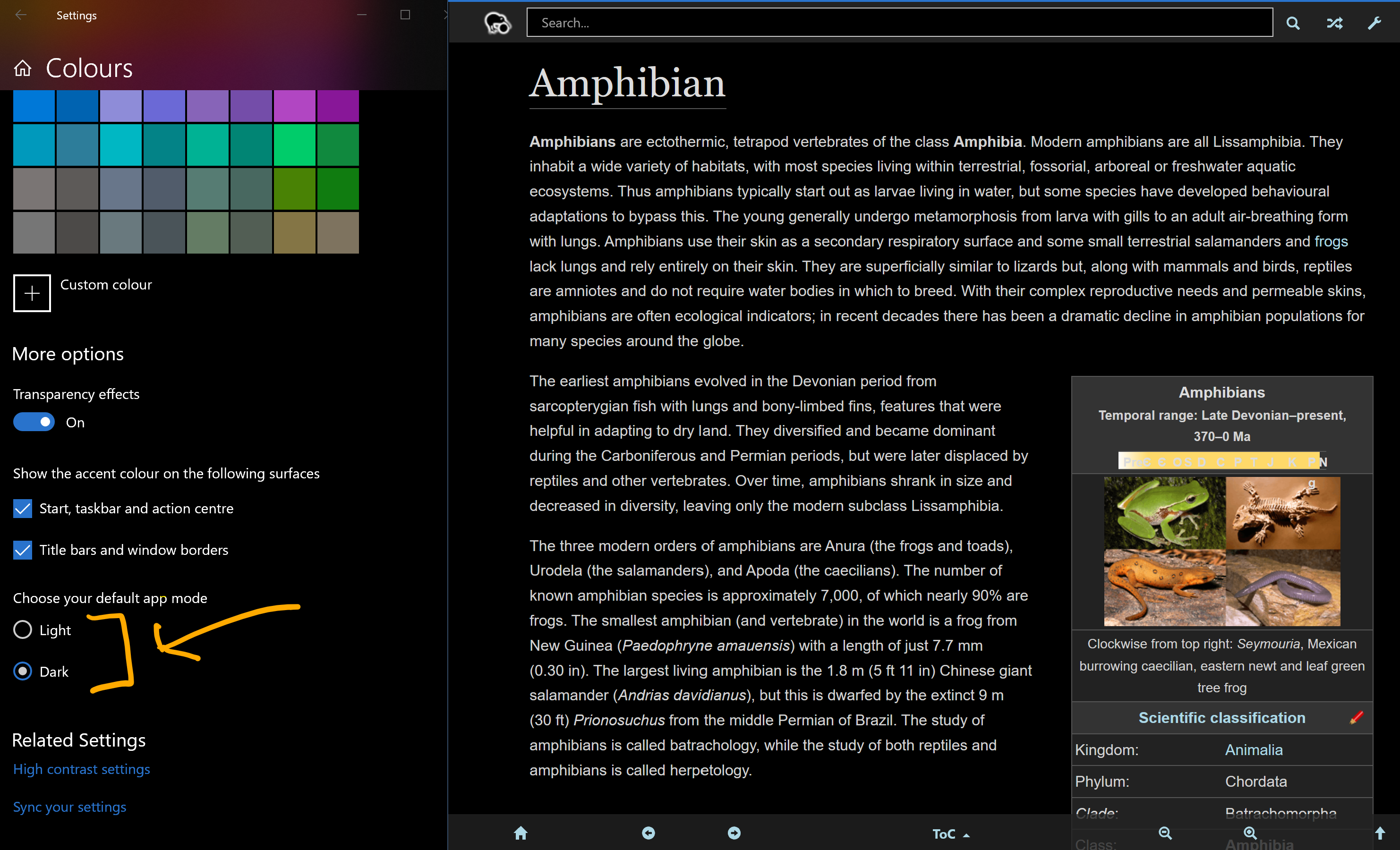 Provide an option for the dark mode to follow the Windows default app ...