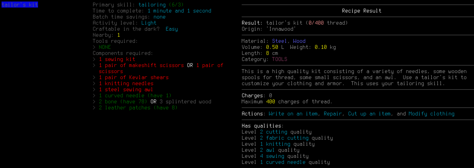 (Innawoods) Tailor Kit does not have Shearing Quality despite ingredient tool · Issue #63843 ...