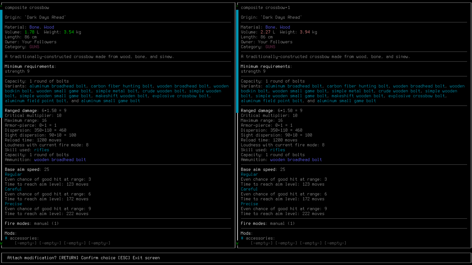 (Innawoods/DDA) Crossbow & Weapon Mod (Description) issues. · Issue #64101 · CleverRaven ...