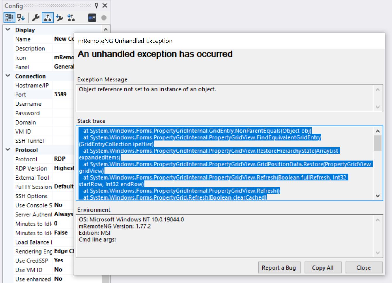 inheritance causes exception? · Issue #2075 · mRemoteNG/mRemoteNG · GitHub