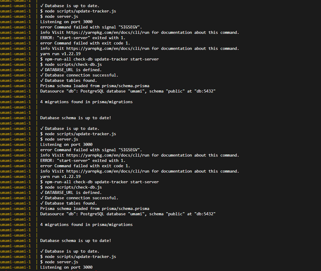Unexpected Restart · Issue 1876 · Umami Softwareumami · Github