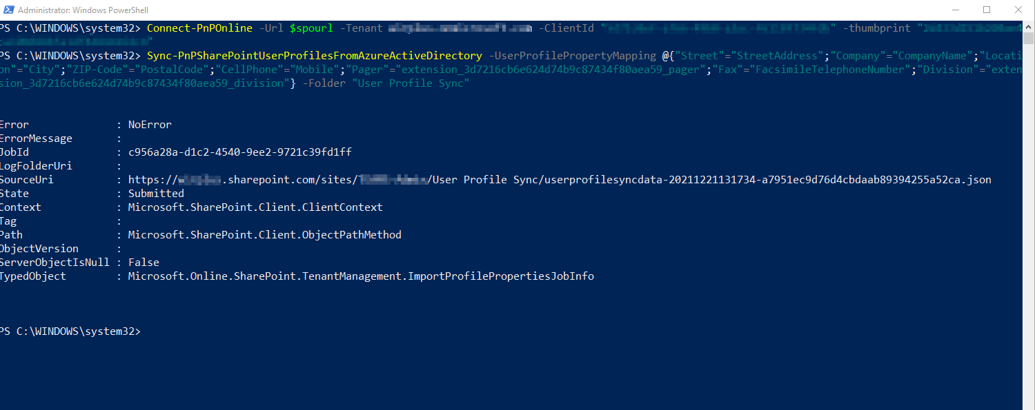 [BUG] Sync-PnPSharePointUserProfilesFromAzureActiveDirectory does not run in Azure Runbook ...
