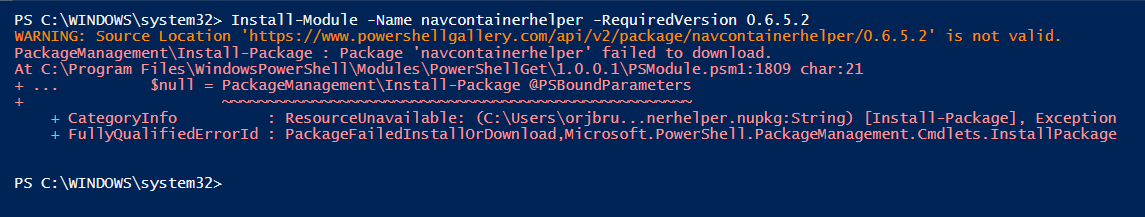 Install-Module navcontainerhelper fails · Issue #954 · microsoft ...