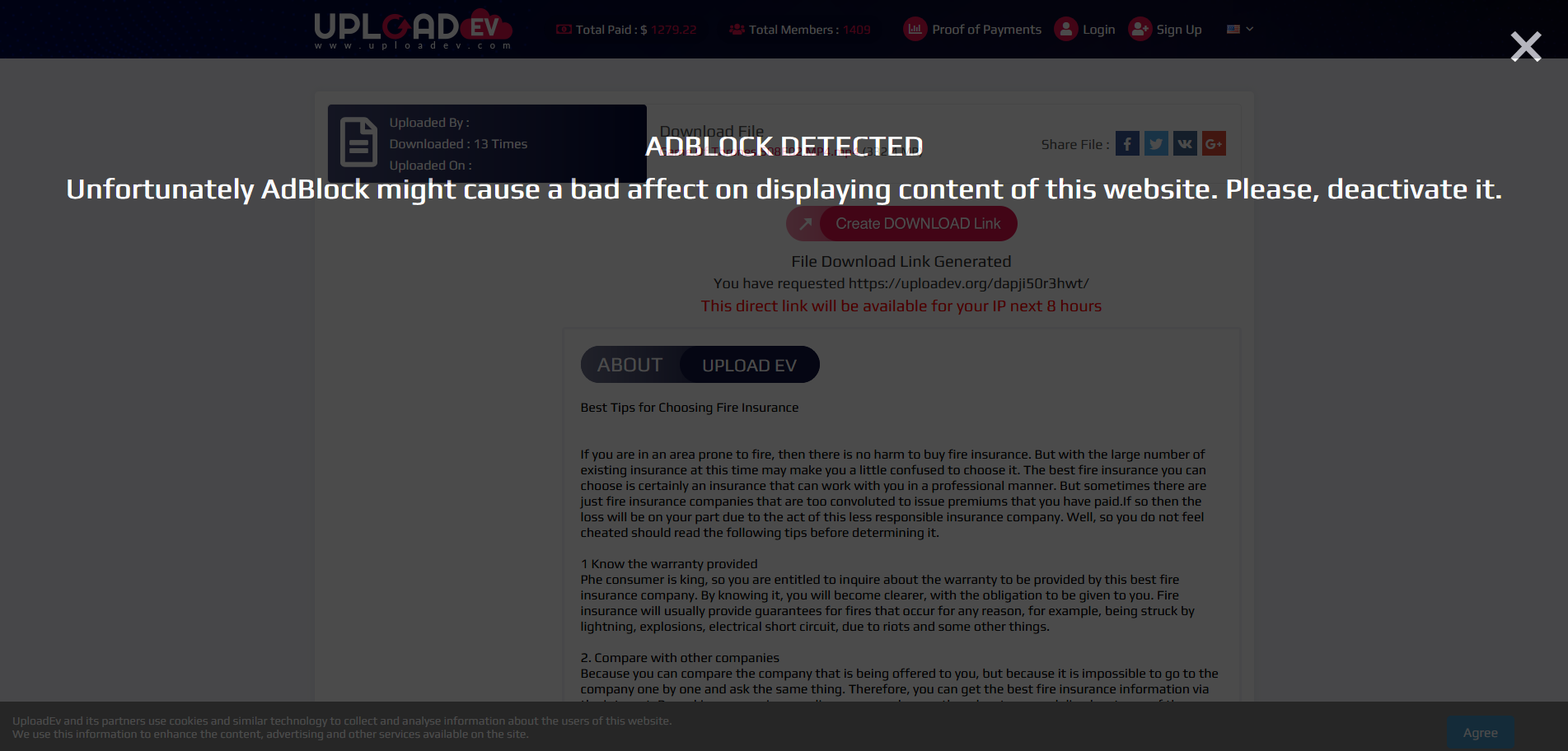 [Anti-adblock] uploadev.org · Issue #314 · NanoAdblocker/NanoFilters · GitHub