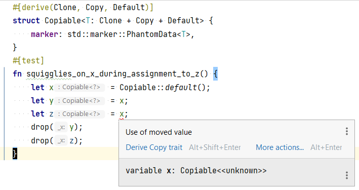 Incorrect "Use of moved value" error · Issue #7246 · intellij-rust/intellij-rust · GitHub