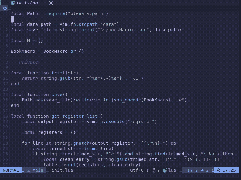 GitHub - bignos/bookmacro: A neovim plugin to save your Macro