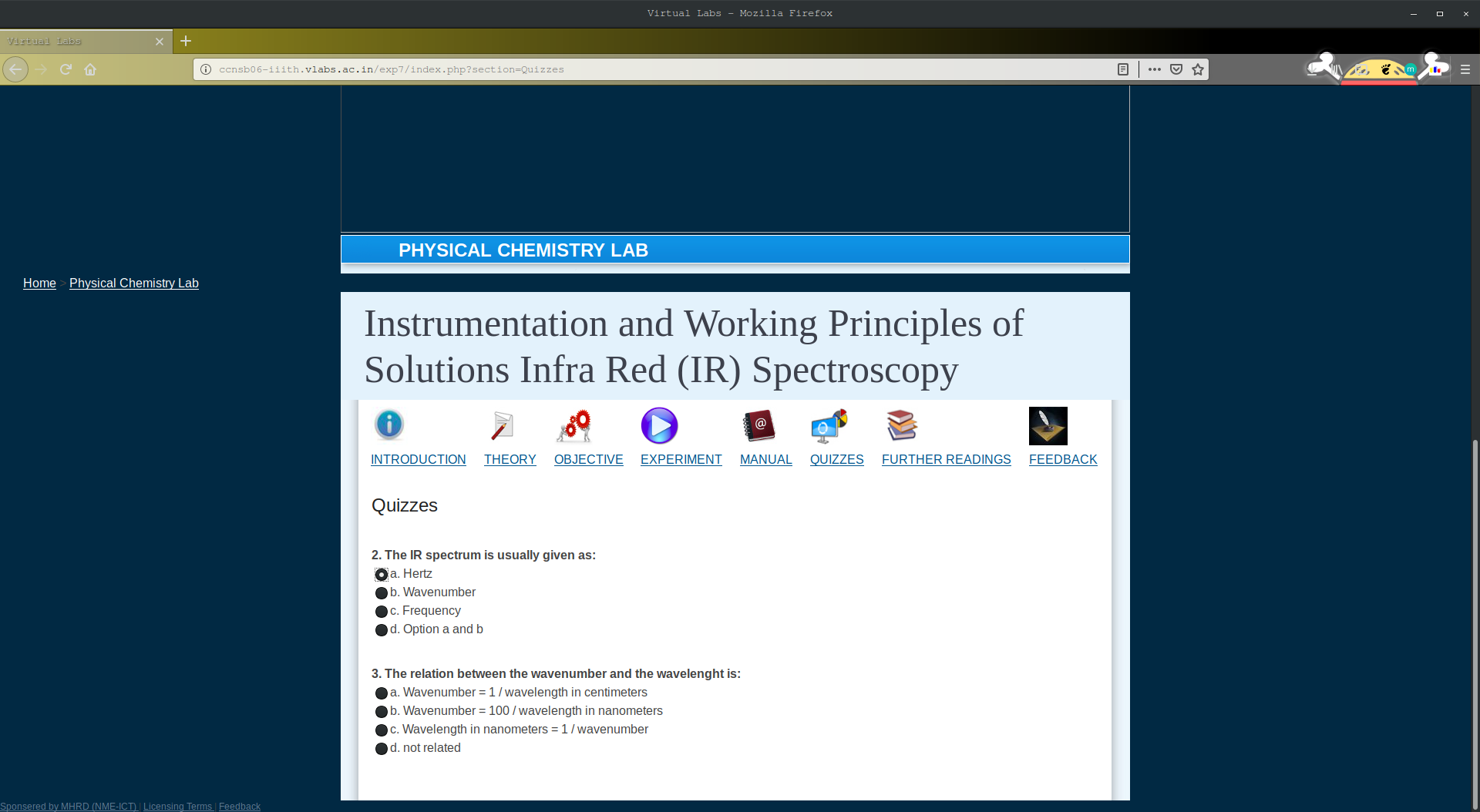 Instrumentation And Working Principles of Solutions Infra Red (IR) Spectroscopy_Quizzes · Issue ...