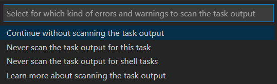 Learn More About Scanning The Task Output Should Link Directly To Problem Matchers · Issue 