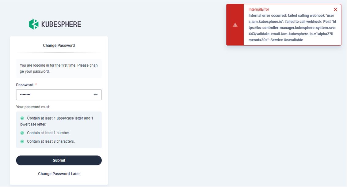 Cannot change password after fresh install (kk: 3.0.7, ks: 3.3.2, k8s: 1.24.9) · Issue #5638 ...