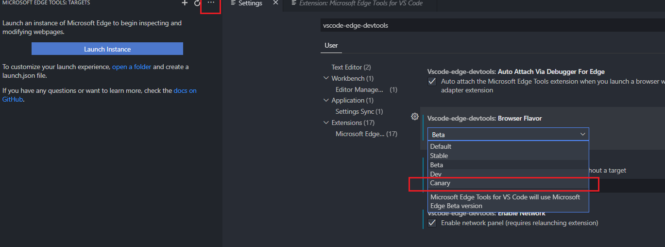 Feature Request: Support for Edge Canary · Issue #385 · microsoft/vscode-edge-devtools · GitHub