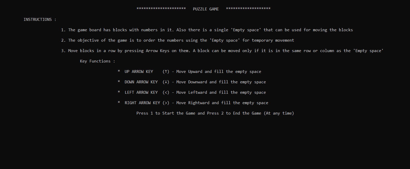 GitHub - manojvelmurugan/Number-Puzzle-Game: Number puzzle game in C ...