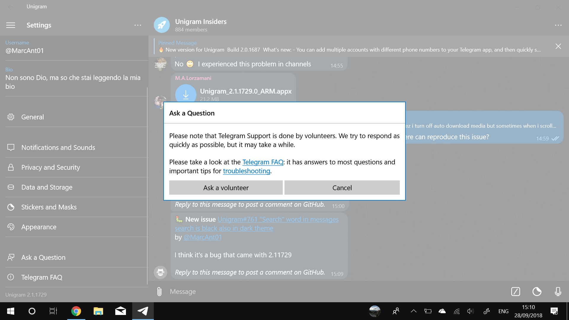 Graphic bug with system alerts · Issue #762 · UnigramDev/Unigram · GitHub