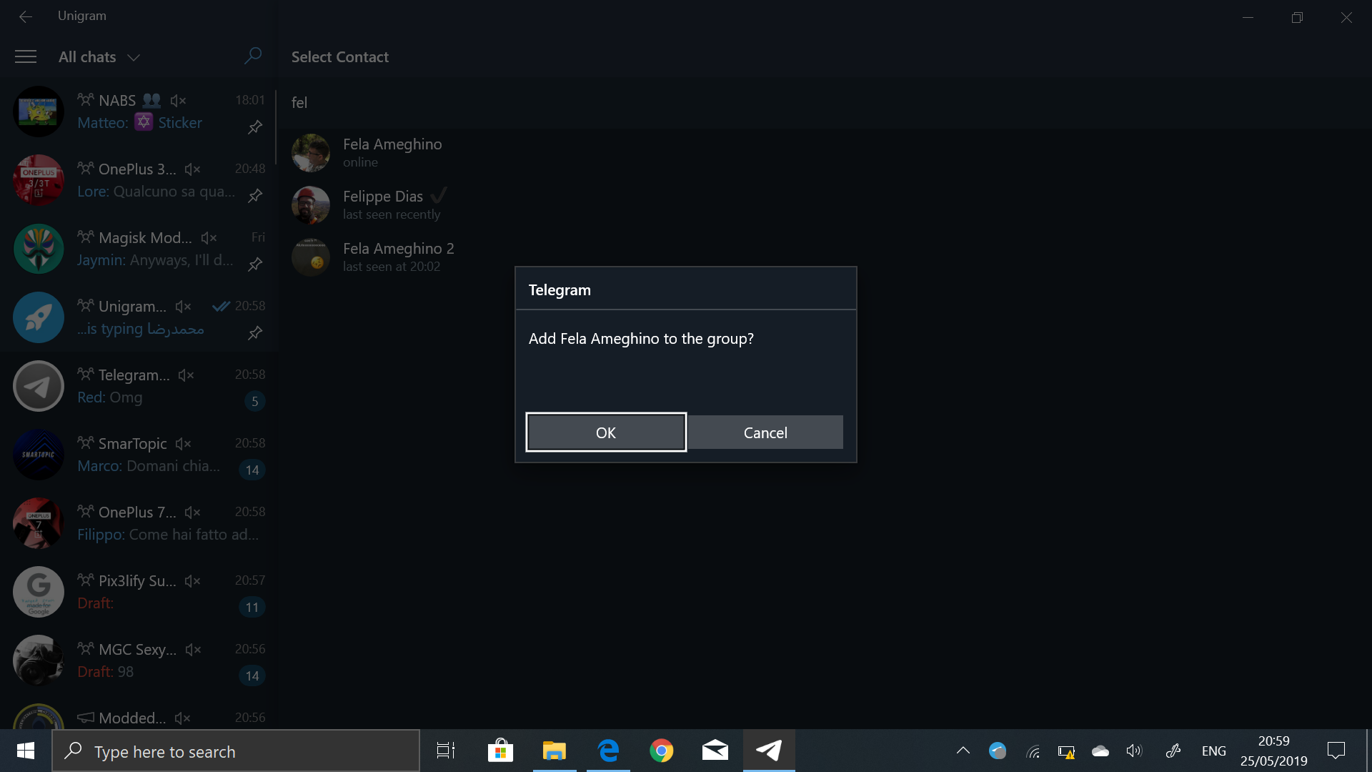 Wrong message when adding a person to a channel · Issue #1125 · UnigramDev/Unigram · GitHub