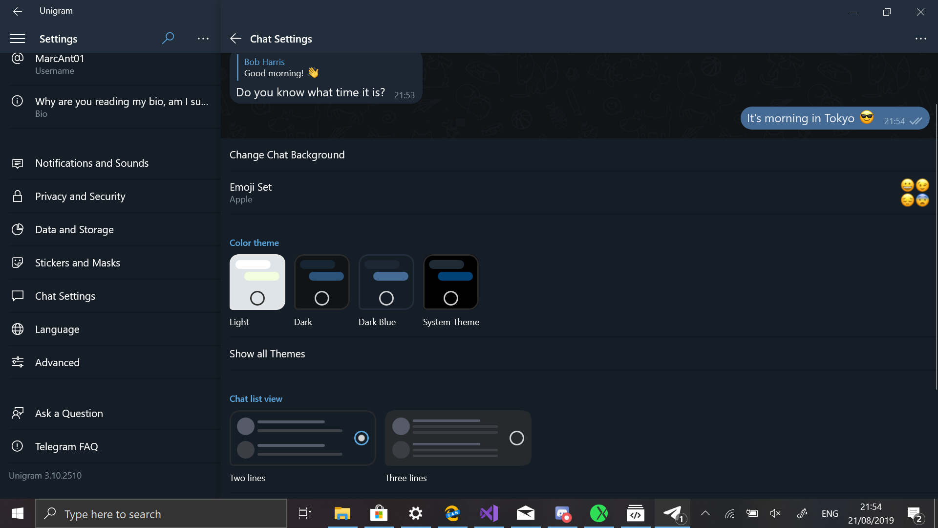 Applied Theme Isnt Visible In Settings · Issue 1196 · Unigramdevunigram · Github 5761