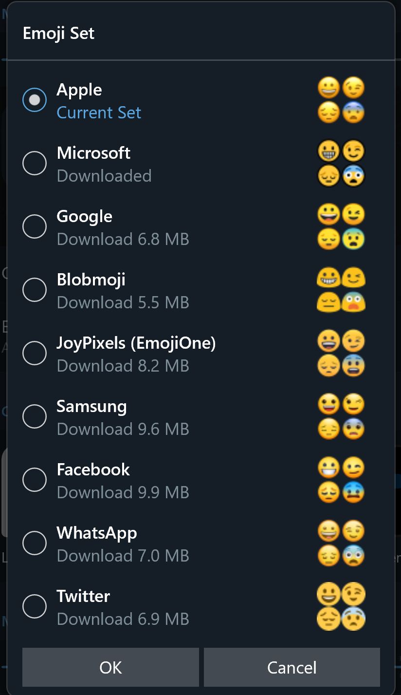 Emoji Set popup UI is outdated · Issue #1488 · UnigramDev/Unigram · GitHub