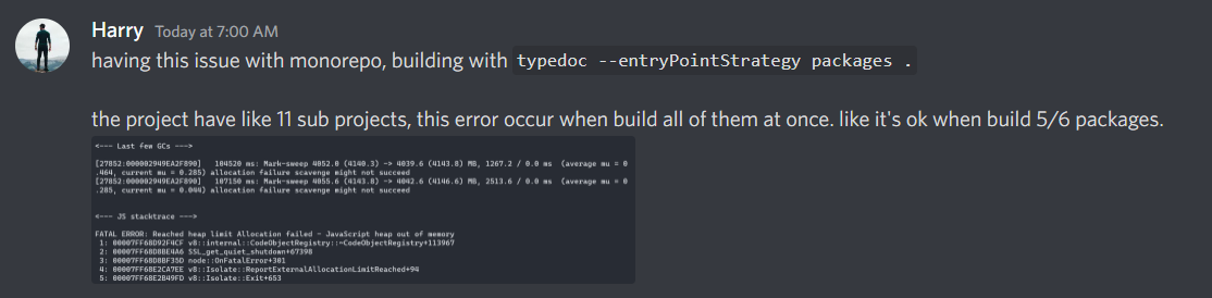 issue: JavaScript heap out of memory · Issue #299 · typedoc2md/typedoc ... issue: JavaScript heap out of memory · Issue #299 · typedoc2md/typedoc ...