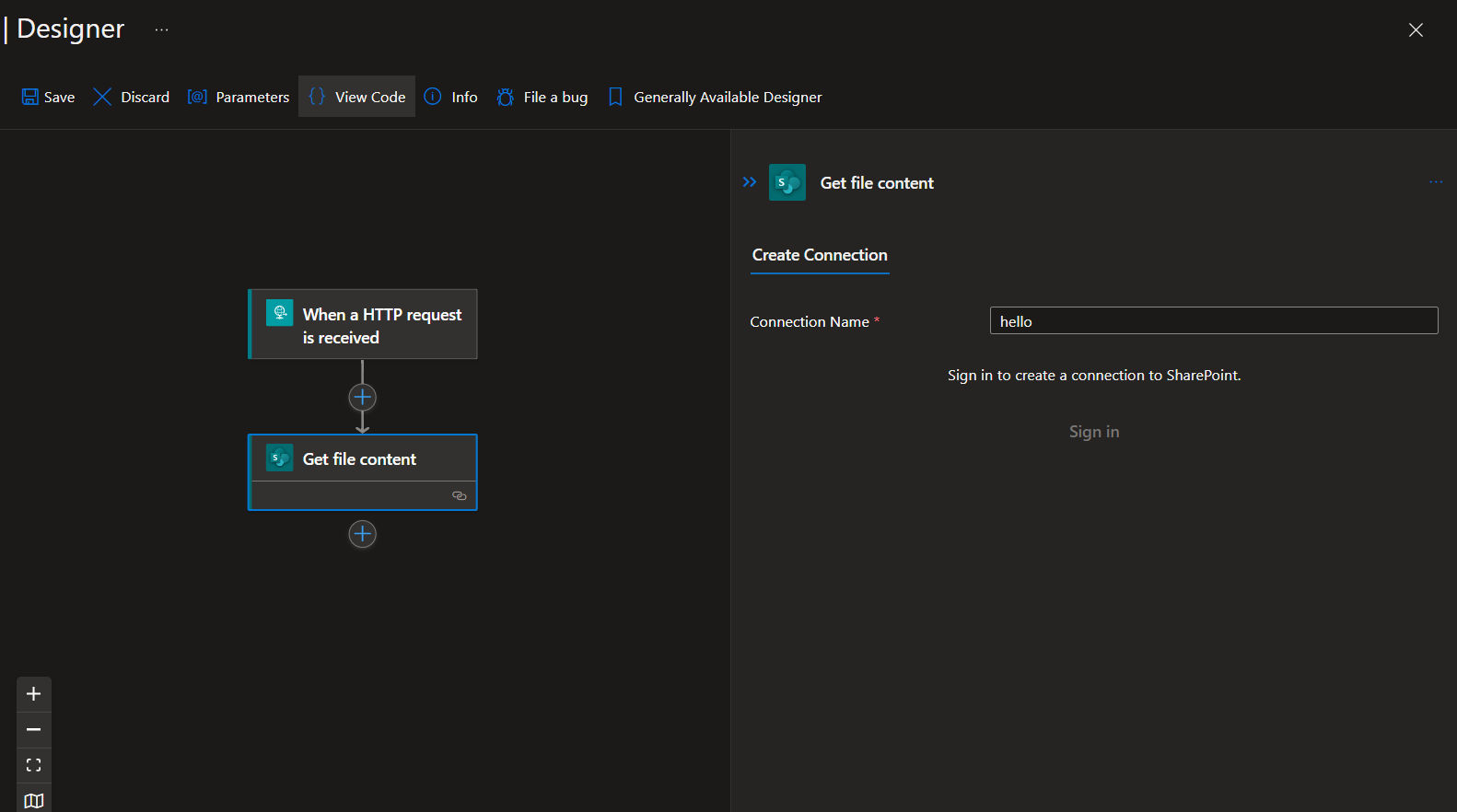 "Sign In" option not available in Sharepoint action · Issue #1510 · Azure/LogicAppsUX · GitHub