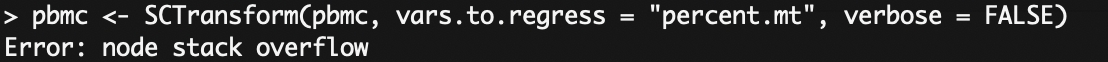 Error Node Stack Overflow Sctransform · Issue 3110 · Satijalabseurat · Github 