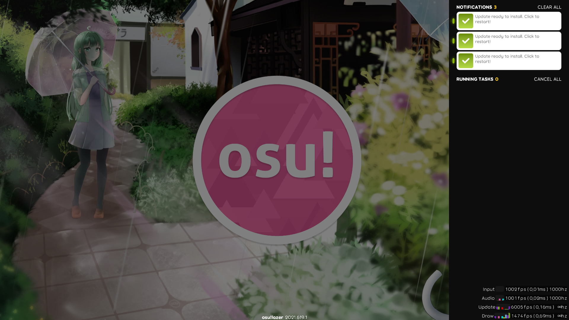 Leaving game open in the background pushes multiple "restart to update ...