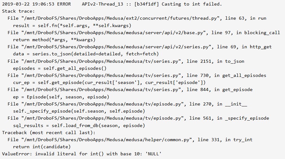 Casting to int failed error after upgrade to 0.3.0 · Issue #6408 · pymedusa/Medusa · GitHub