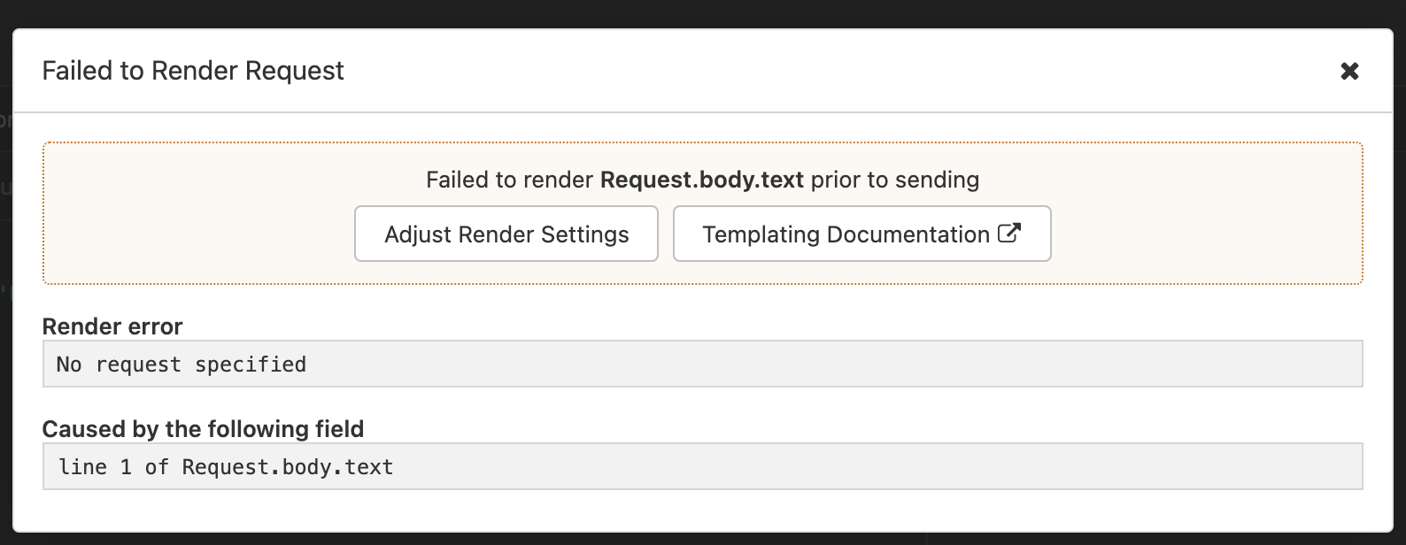 ERROR all request and response in curly braces with no Tag menu ...