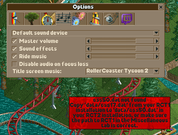 Error when selecting RCT1 title screen music · Issue #8213 · OpenRCT2/OpenRCT2 · GitHub