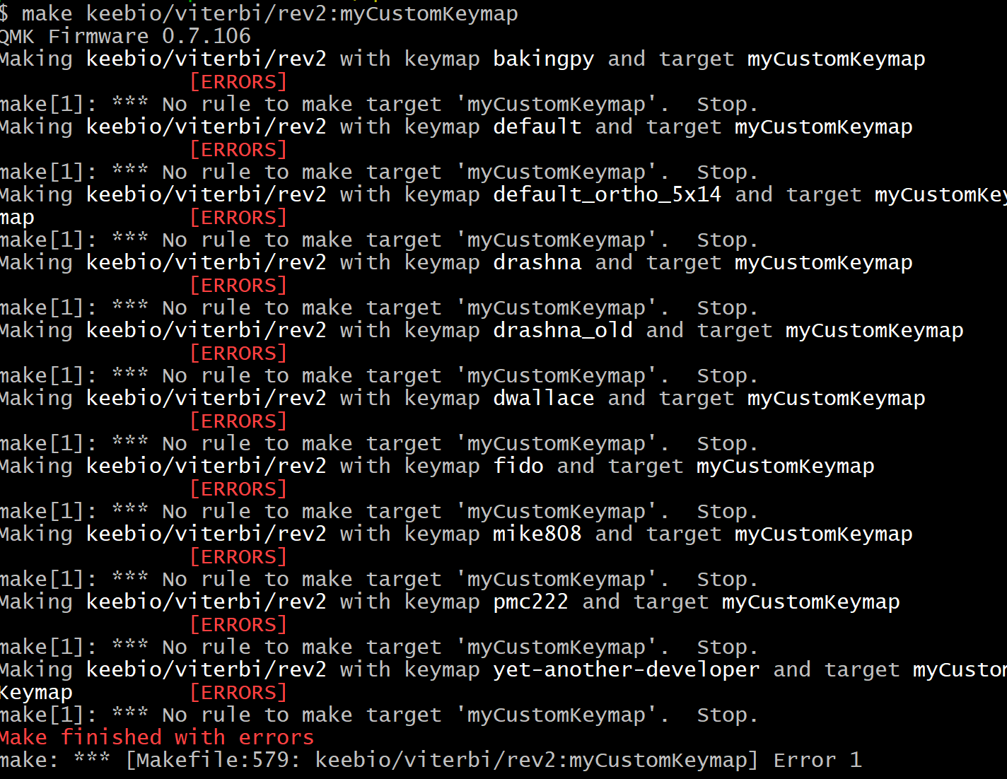No rule to make target 'myCustomKeymap'. Stop - Make finished with errors · Issue #7866 · qmk ...