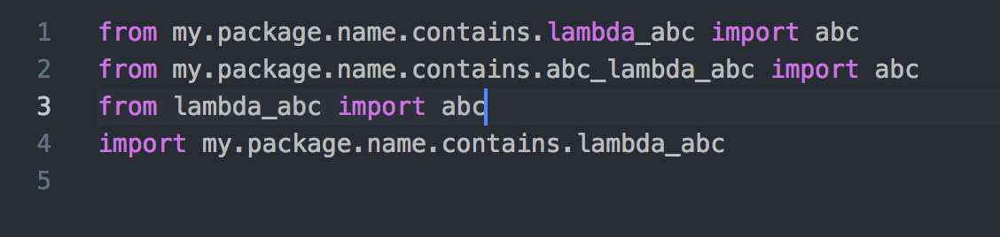 `from Xxx Lambdaxxx Import Xxx` Is Wrongly Highlighted When Sub Package Name Starts With `lambda