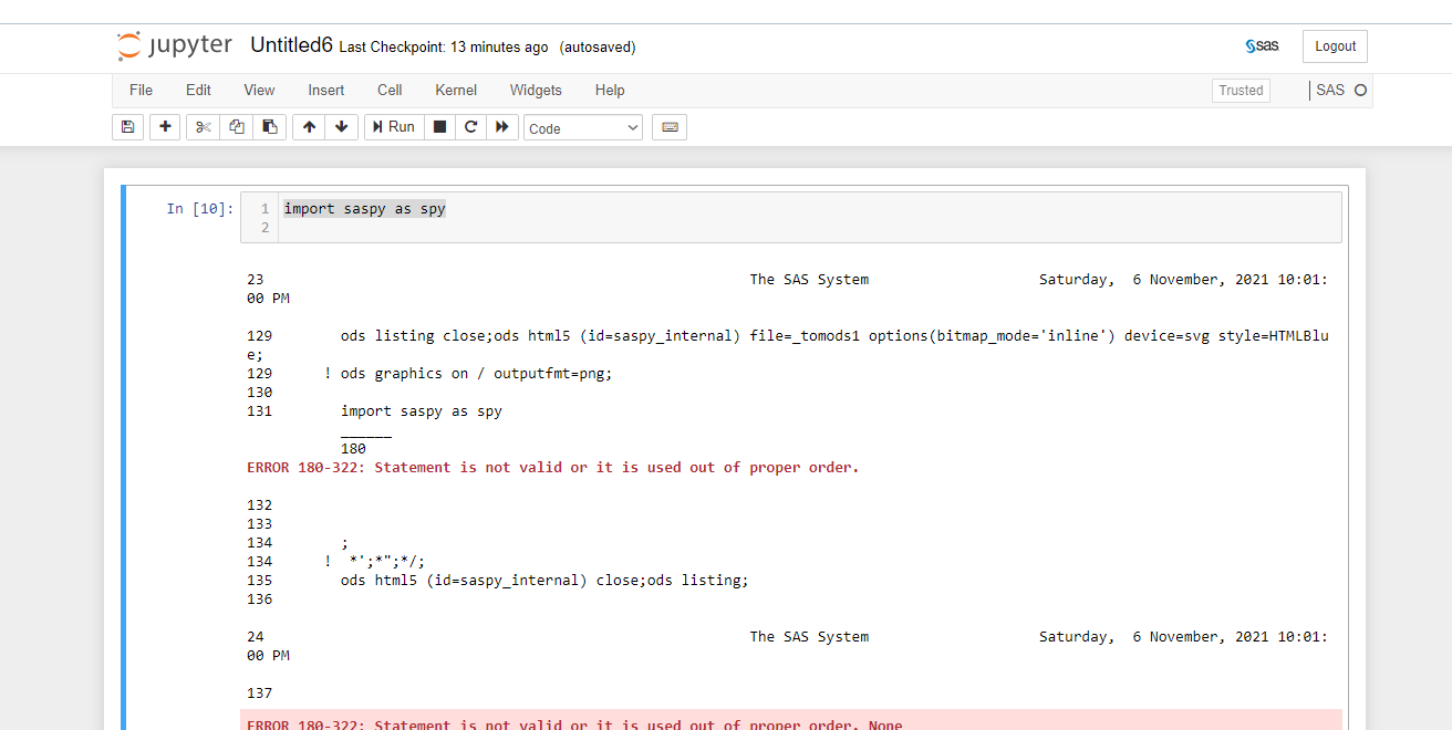 Saspy Error · Issue 417 · Sassoftware Saspy · Github