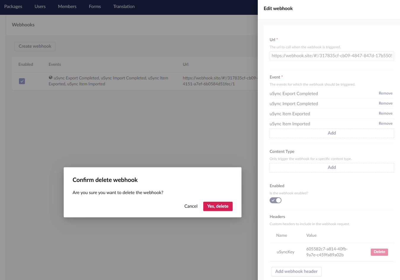 V13 Rc Deleting A Webhook Opens Up Webhook Side Bar · Issue 15094 · Umbraco Umbraco Cms · Github