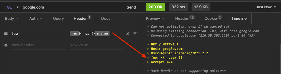 Allow escaping a specific double curly braces entry in body · Issue #2355 · Kong/insomnia · GitHub