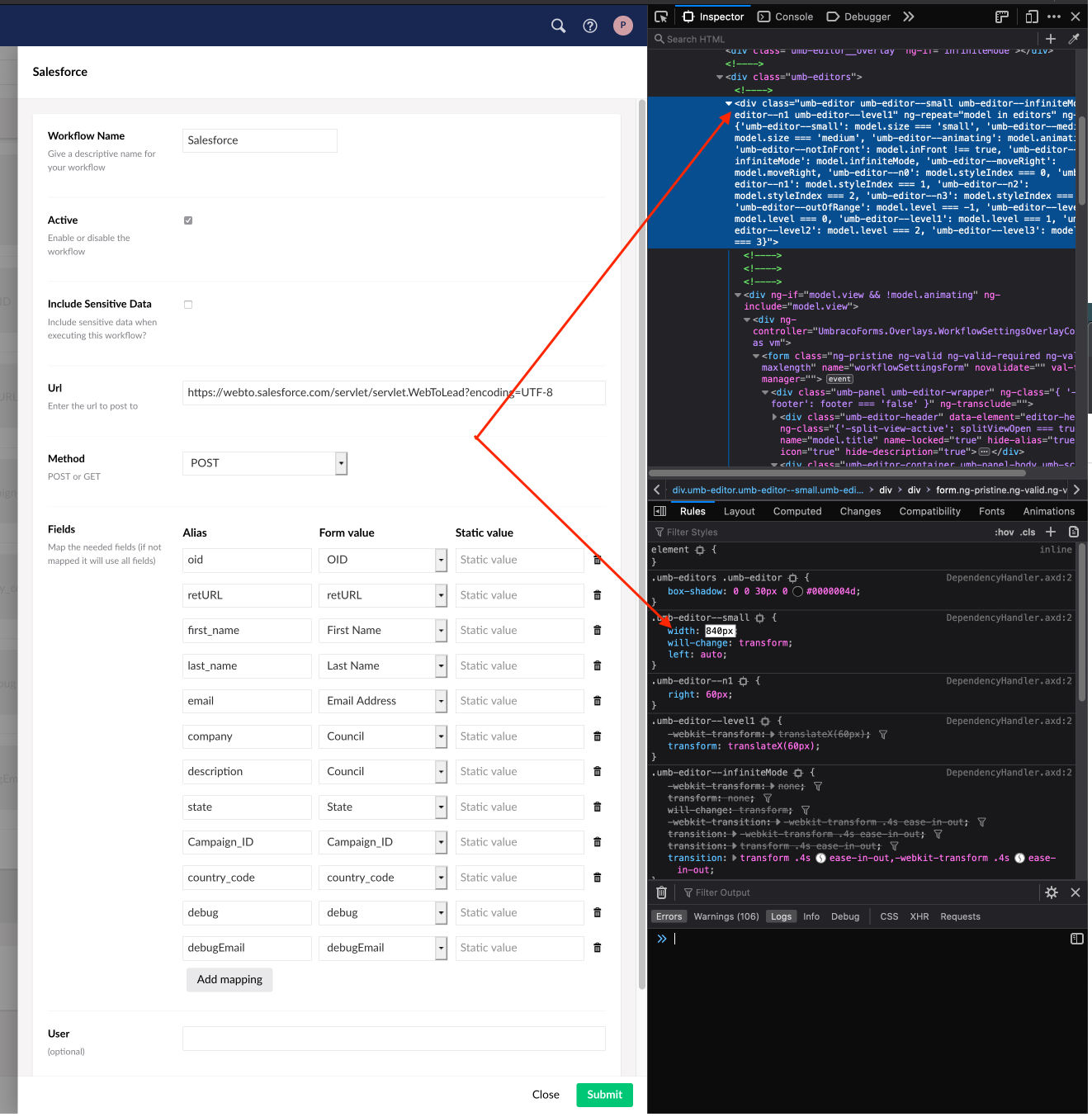 Extend Workflow window width · Issue #395 · umbraco/Umbraco.Forms ...