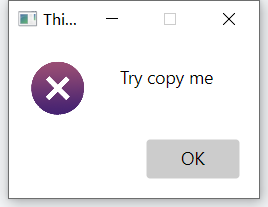 When trying to use `Ctrl+C` to copy text in a MessageBox, a `NotImplementedException` was thrown ...