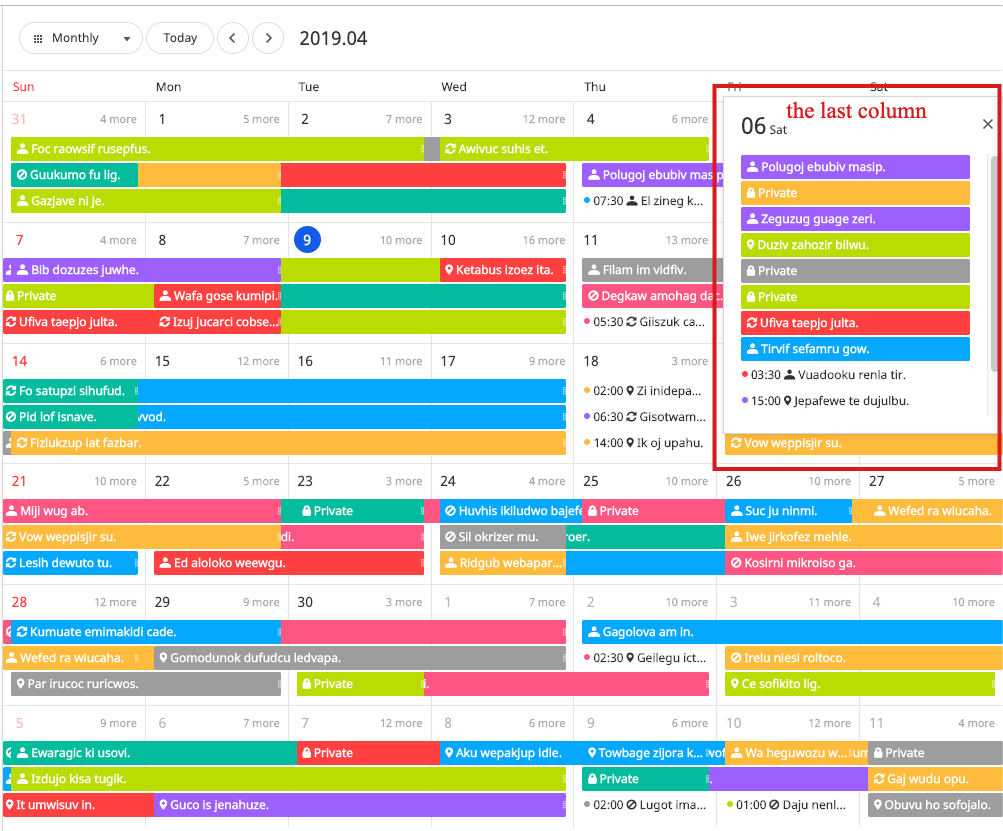 In a monthly view, the More View of last row and column is cropped ...