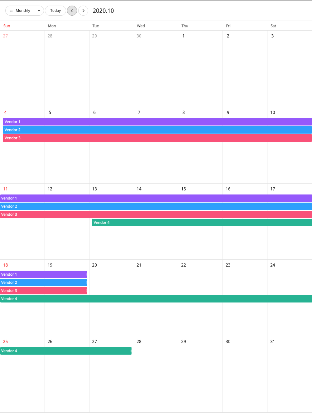 Calendar rendering issues. · Issue #714 · nhn/tui.calendar · GitHub