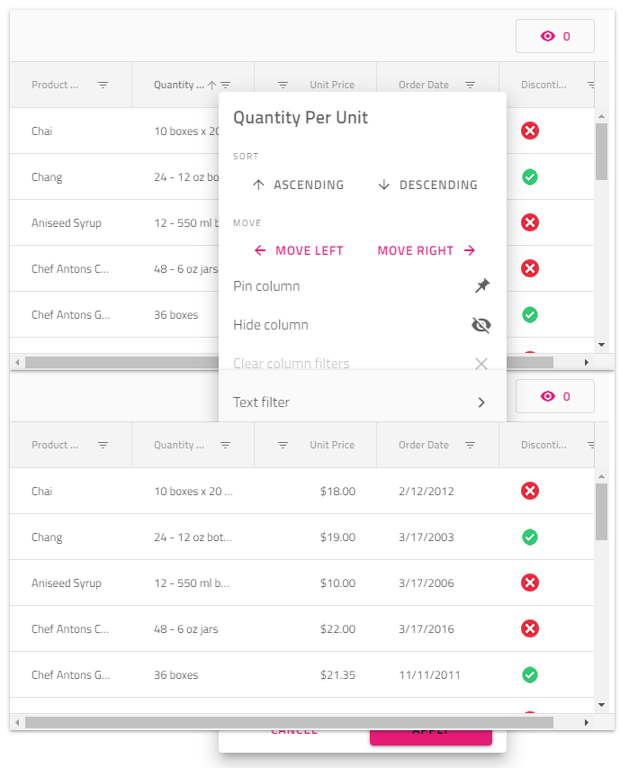 Excel style filtering appears below another grid on the page · Issue #7379 · IgniteUI/igniteui ...